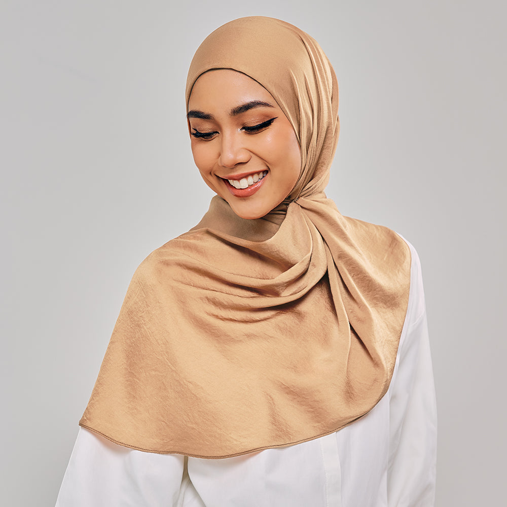 Niya Satin in Ochre – SHOP| TudungPeople Singapore